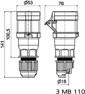 BALS CEE Kupplung 3x16A QC Multi 3126 16A 3pol. 230V 6h IP44 Multi Grip ...